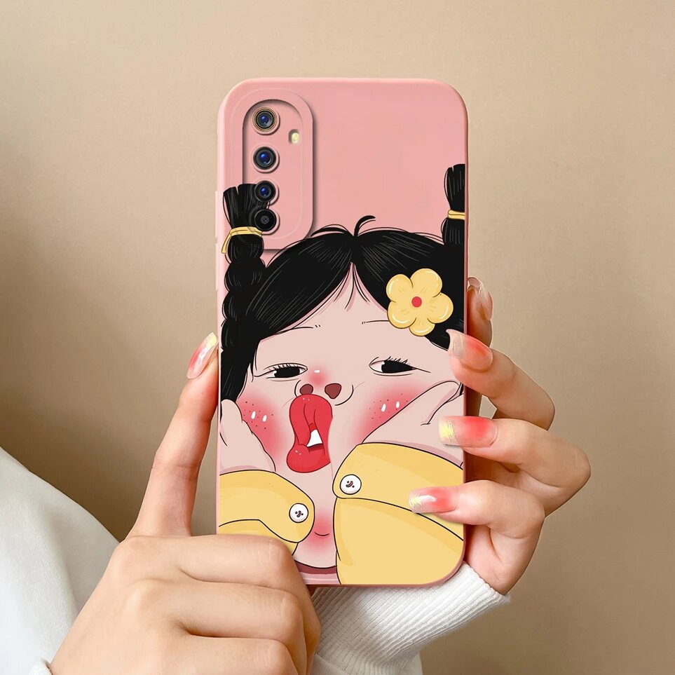 Розовый чехол Realme 6 Pro с девочкой
