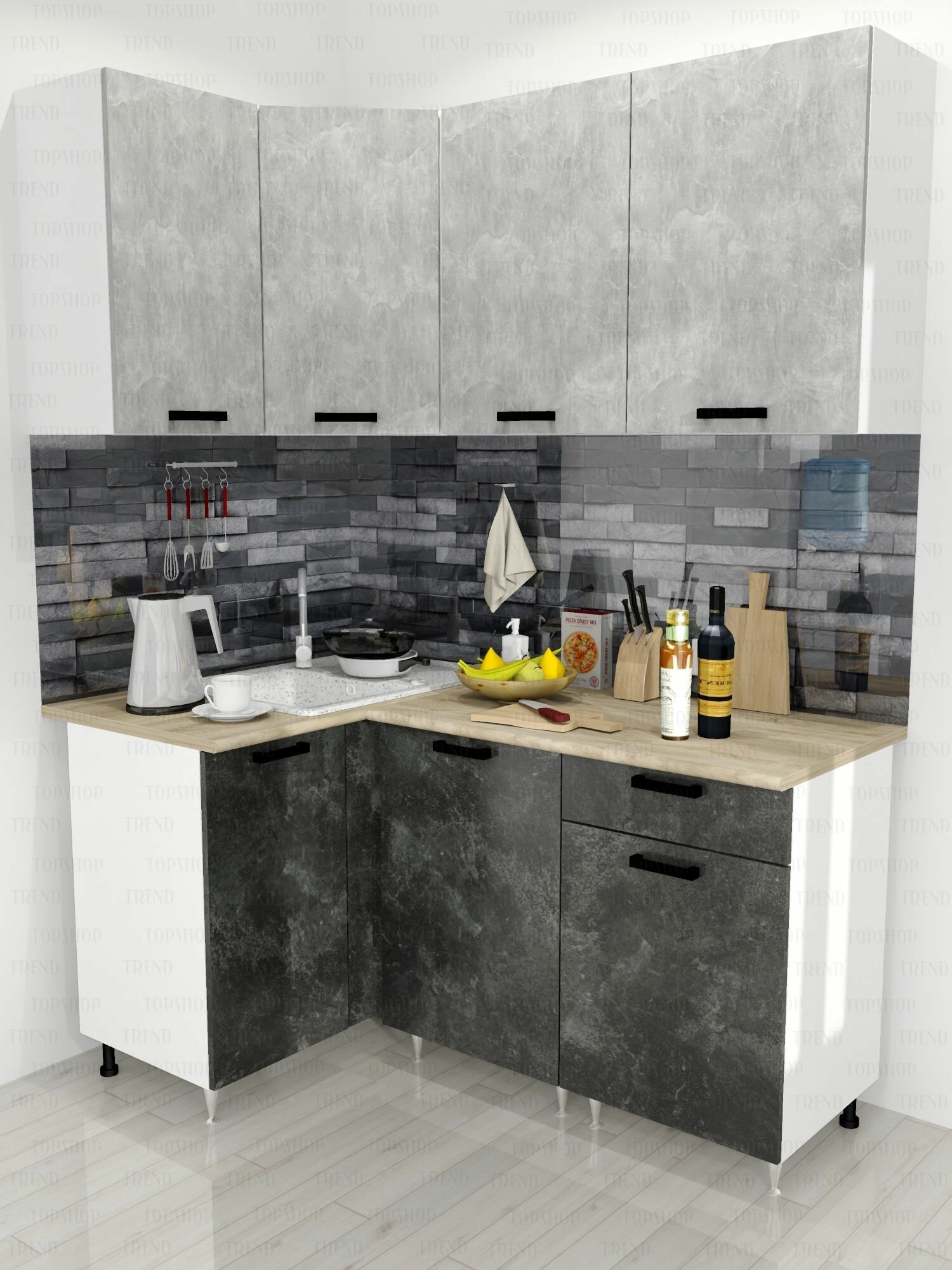 Кухонный гарнитур 100х160 см, Бетон (Сонома)