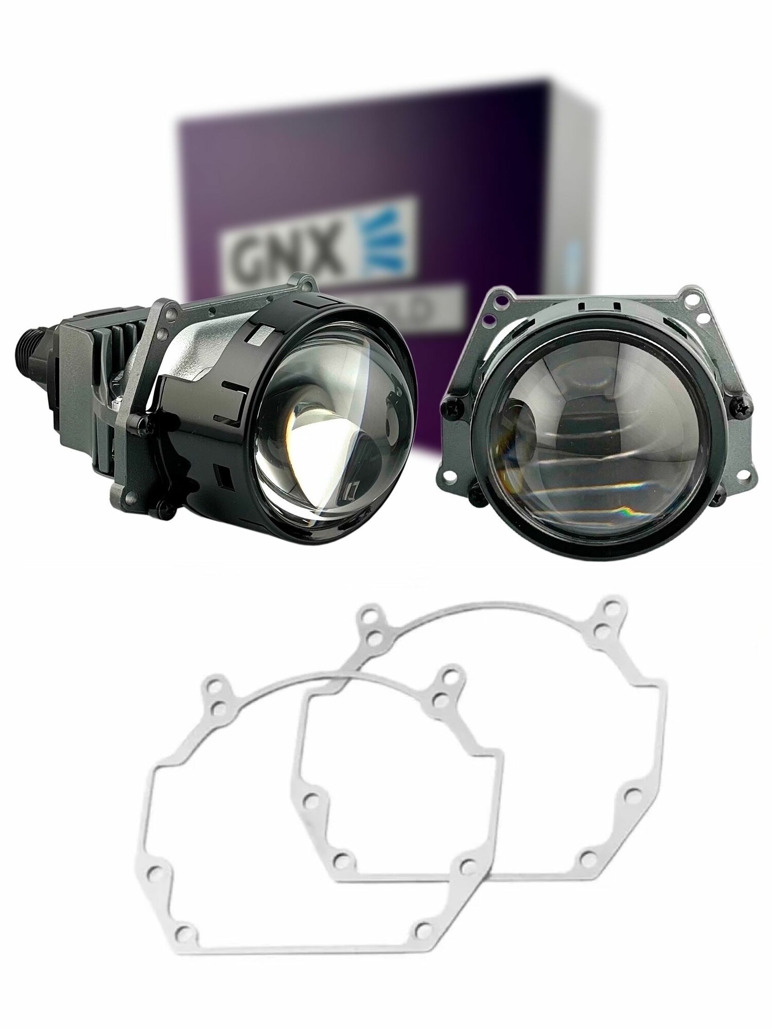 Bi Led линзы 6000k для Audi A4 B6 2000-2006 / Билед на Ауди А4Б6 / светодиодные 2 чипа, 3 дюйма / комплект с переходными рамками