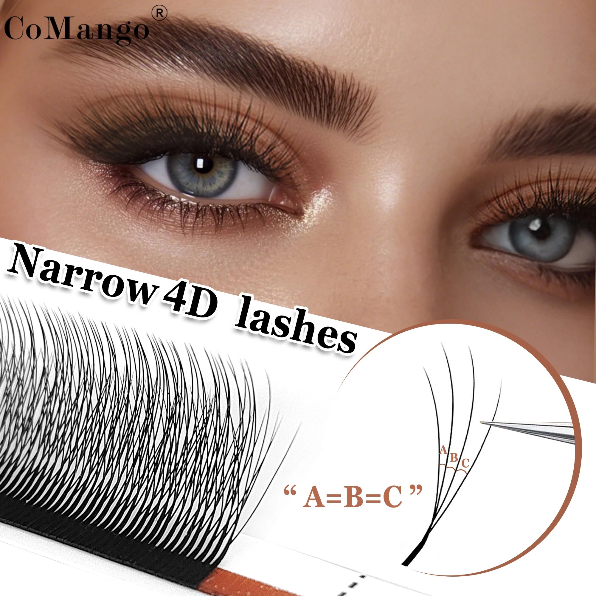 CoMango 3D Clover Lashes C изгиб, 12 мм, черный — фото 1