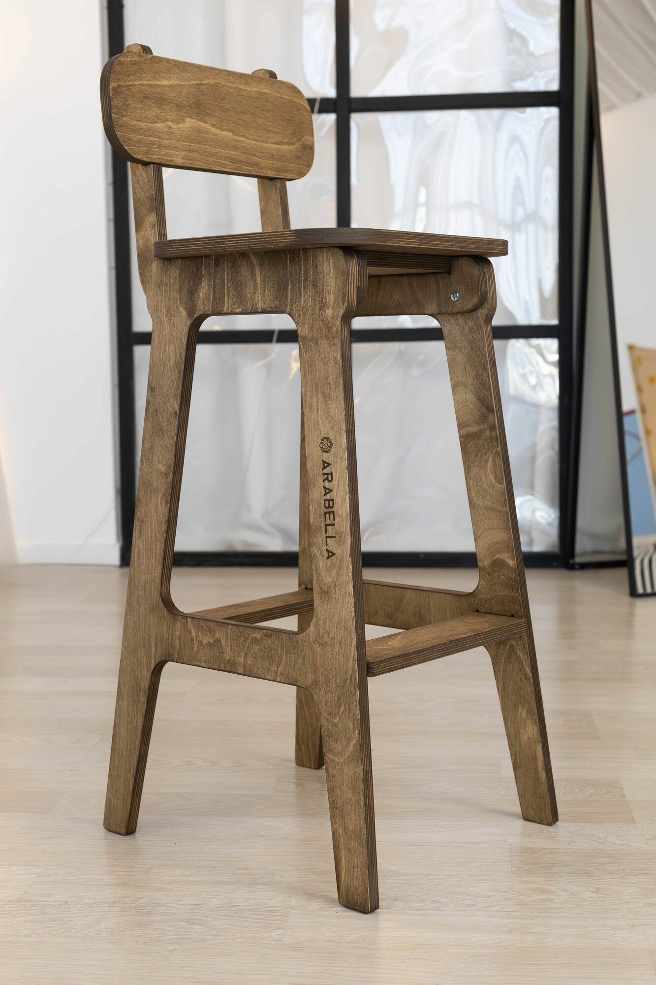 Стул барный ARABELLA деревянный со спинкой