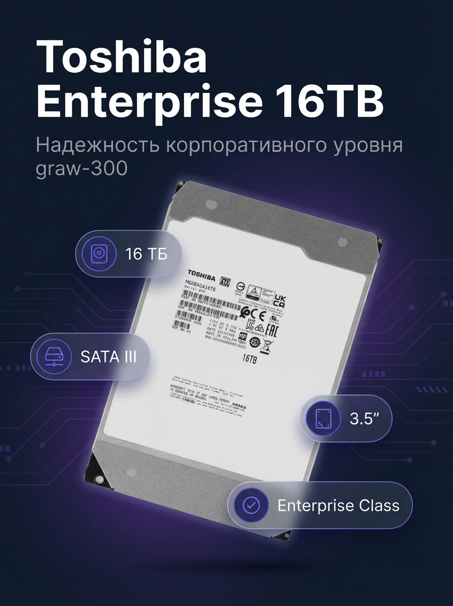 16TB Toshiba Enterprise Capacity MG08ACA16TE, 16ТБ, HDD, SATA III, 3.5"