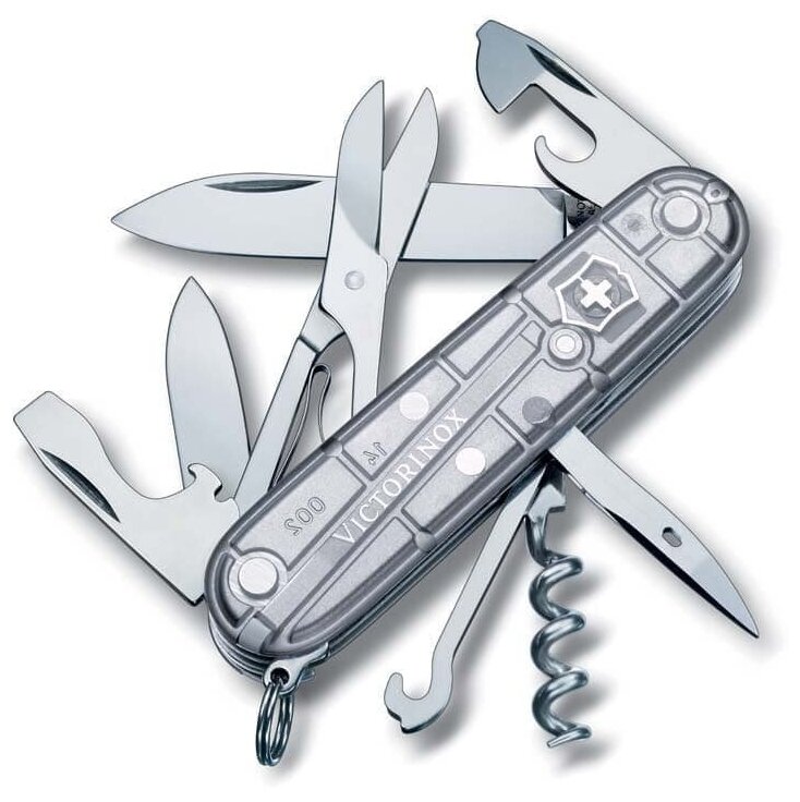 Нож перочинный VICTORINOX Climber, 91 мм, 14 функций, полупрозрачный серебристый