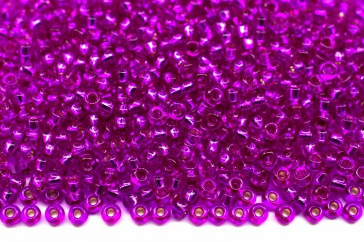 Бисер японский MIYUKI круглый 11/0 #1340 яркая фуксия, серебряная линия внутри, 10 грамм