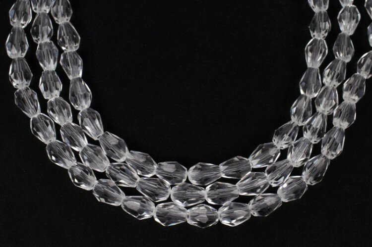 Бусина стеклянная граненая Капля 6х4мм, цвет прозрачный, 503-056, 20шт