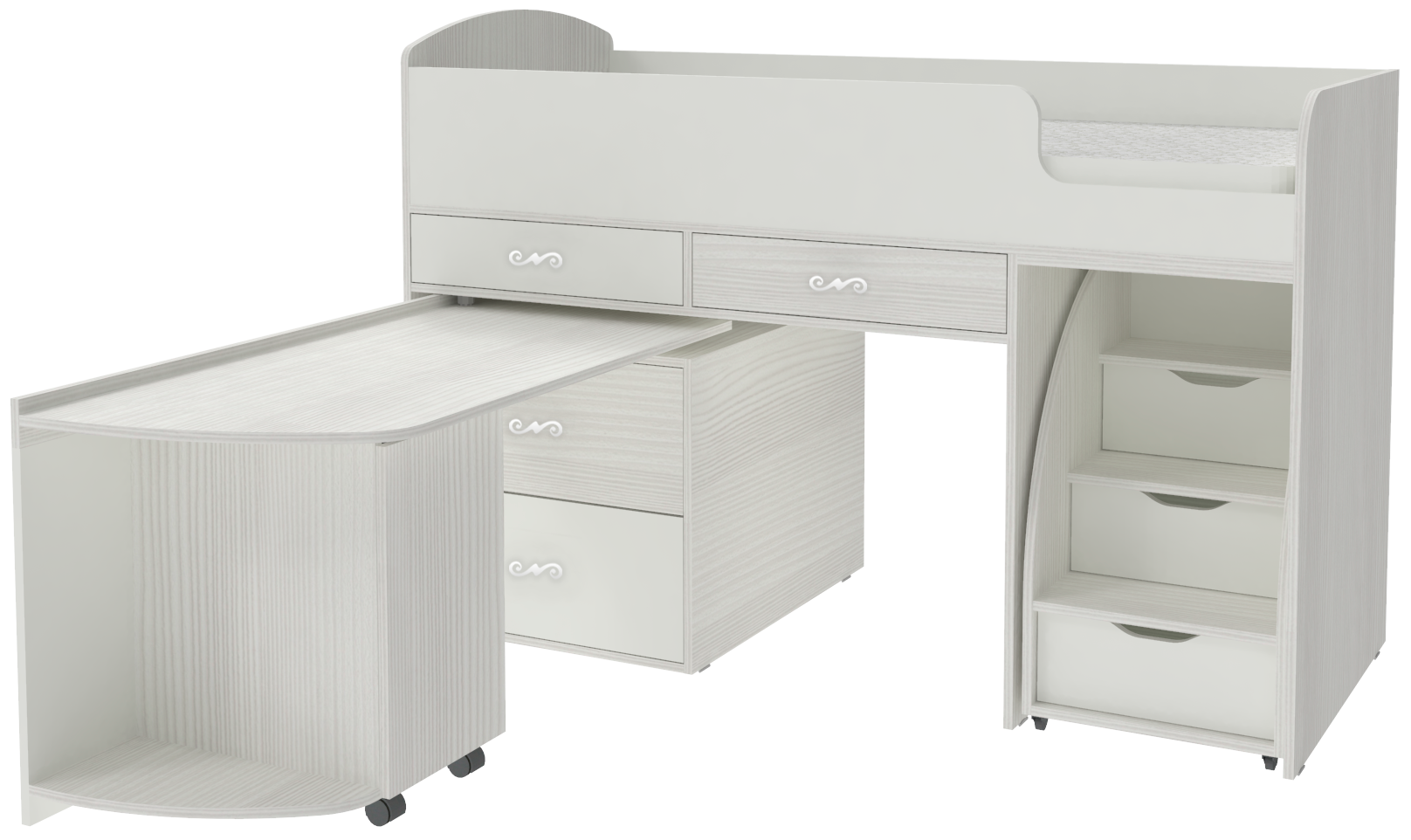 Кровать чердак Малыш 6 Белое Дерево Белый