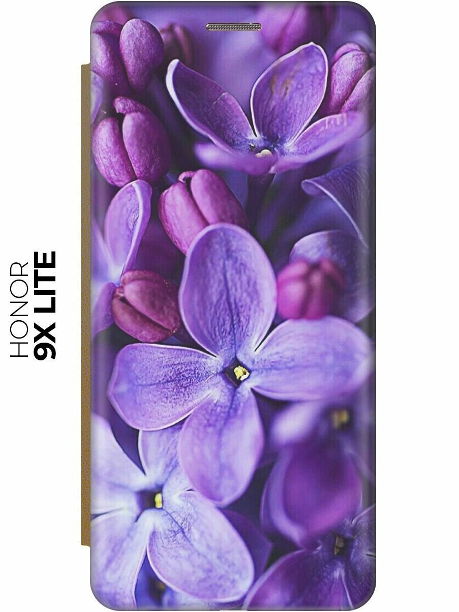Чехол-книжка Фиолетовая сирень на Honor 9X Lite / Хонор 9Х Лайт золотой