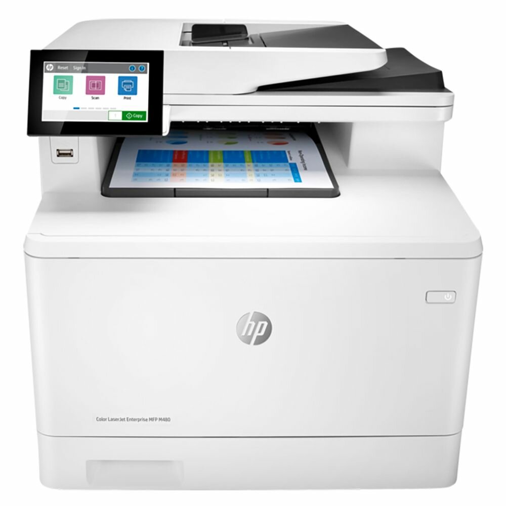 HP Color LaserJet Enterprise M480f А4, МФУ, лазерное, цветное, 27стр/мин, 600dpi, 800МГц, 2Гб,50АПД, 250+50, AirPrint/USB/Ethernet, 2400стр/картридж, (3QA55A)
