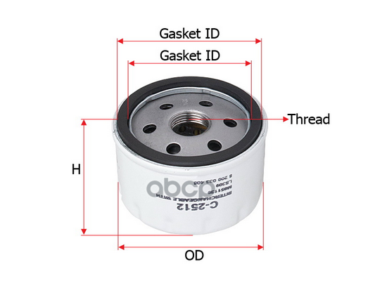 Фильтр масляный RENAULT Logan (04-15), Clio (00-08) SAKURA Sakura арт. C2512
