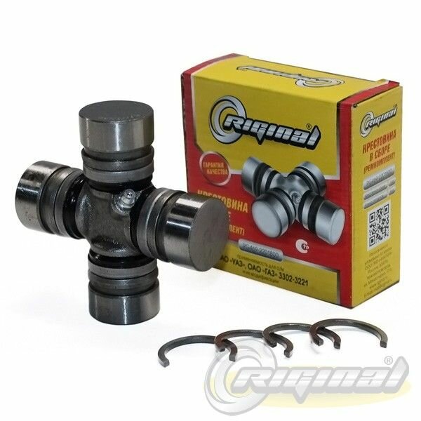 Крестовина карданного вала для ГАЗ 3302 Газель, 2217 Соболь, 3102, 3110 Волга, усиленная (с стоп. кольц. и толстой иглой) арт RG469-2201800