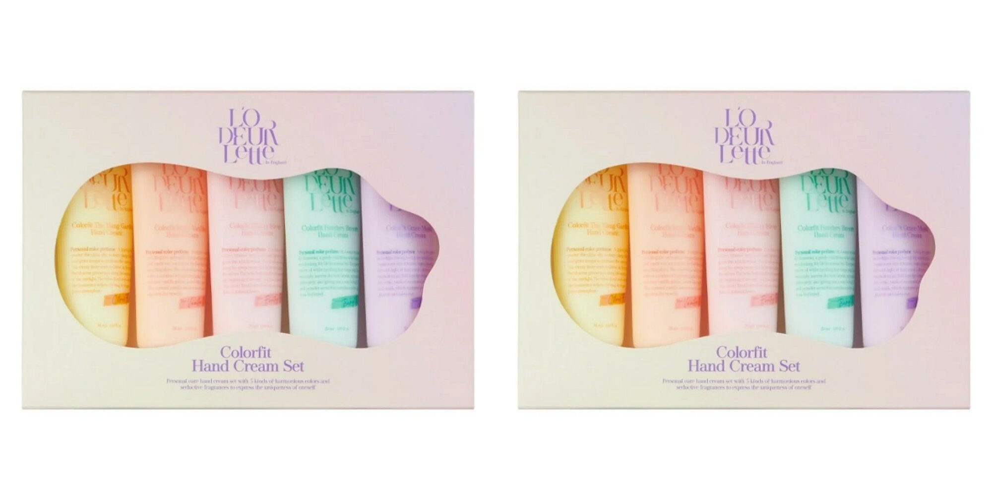 Набор Lodeurlette увлажняющих кремов для рук, In England Colorfit Hand Cream Set, 50 мл x 5 шт, 2 упаковки