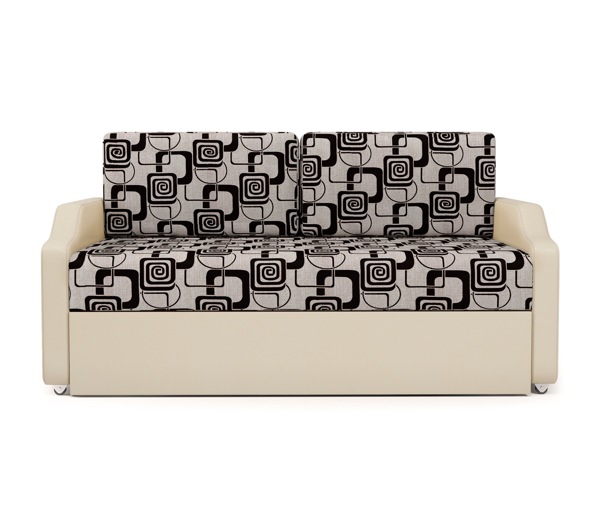 Диван кушетка Малыш шенилл ромб+экокожа бежевый