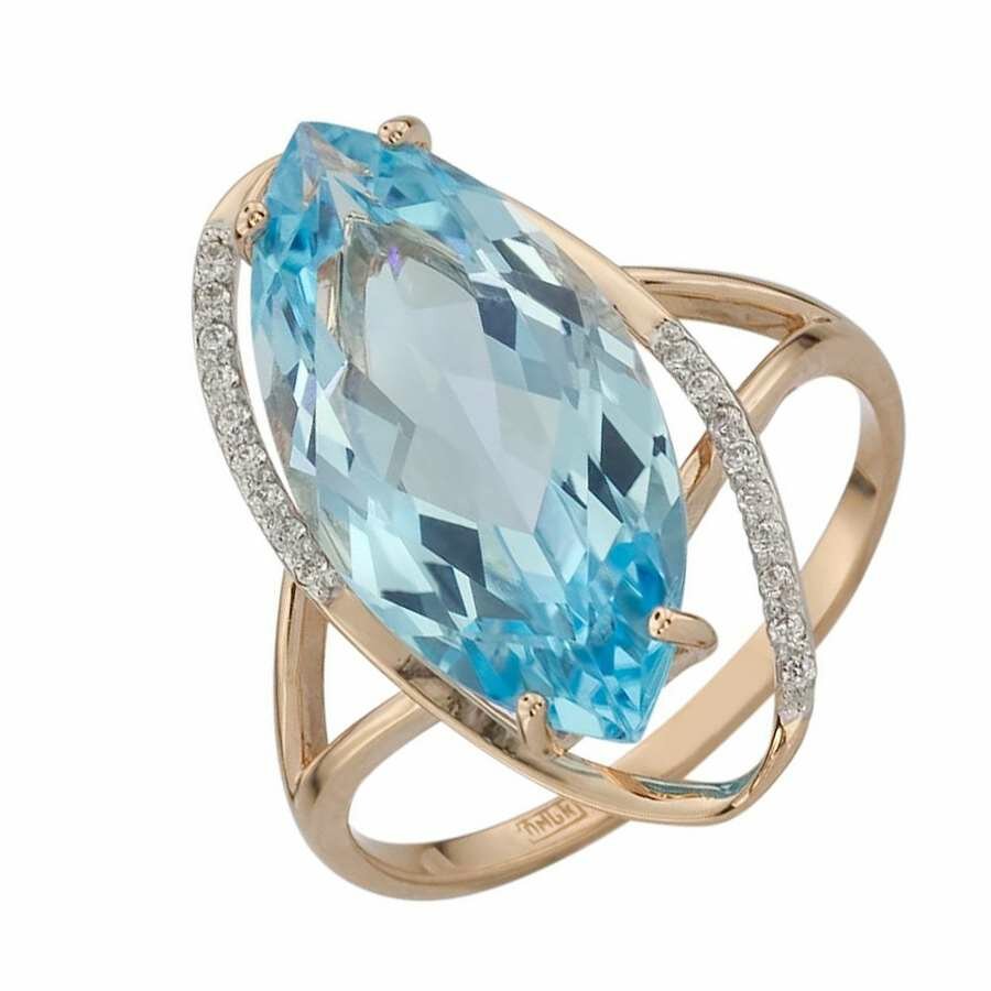 Кольцо, красное золото, 585 проба, топаз