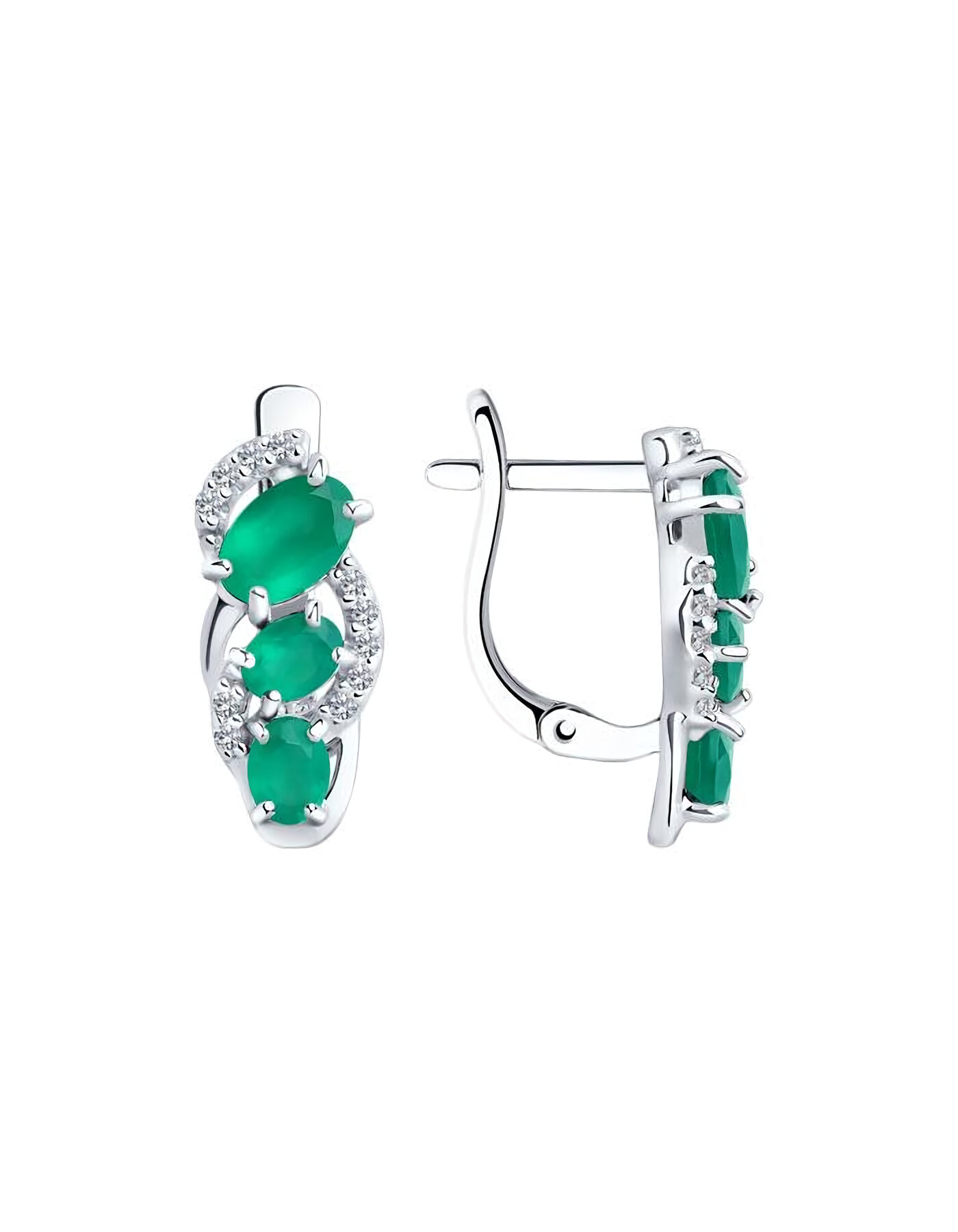 Серьги, серебро, 925 проба, родирование, агат