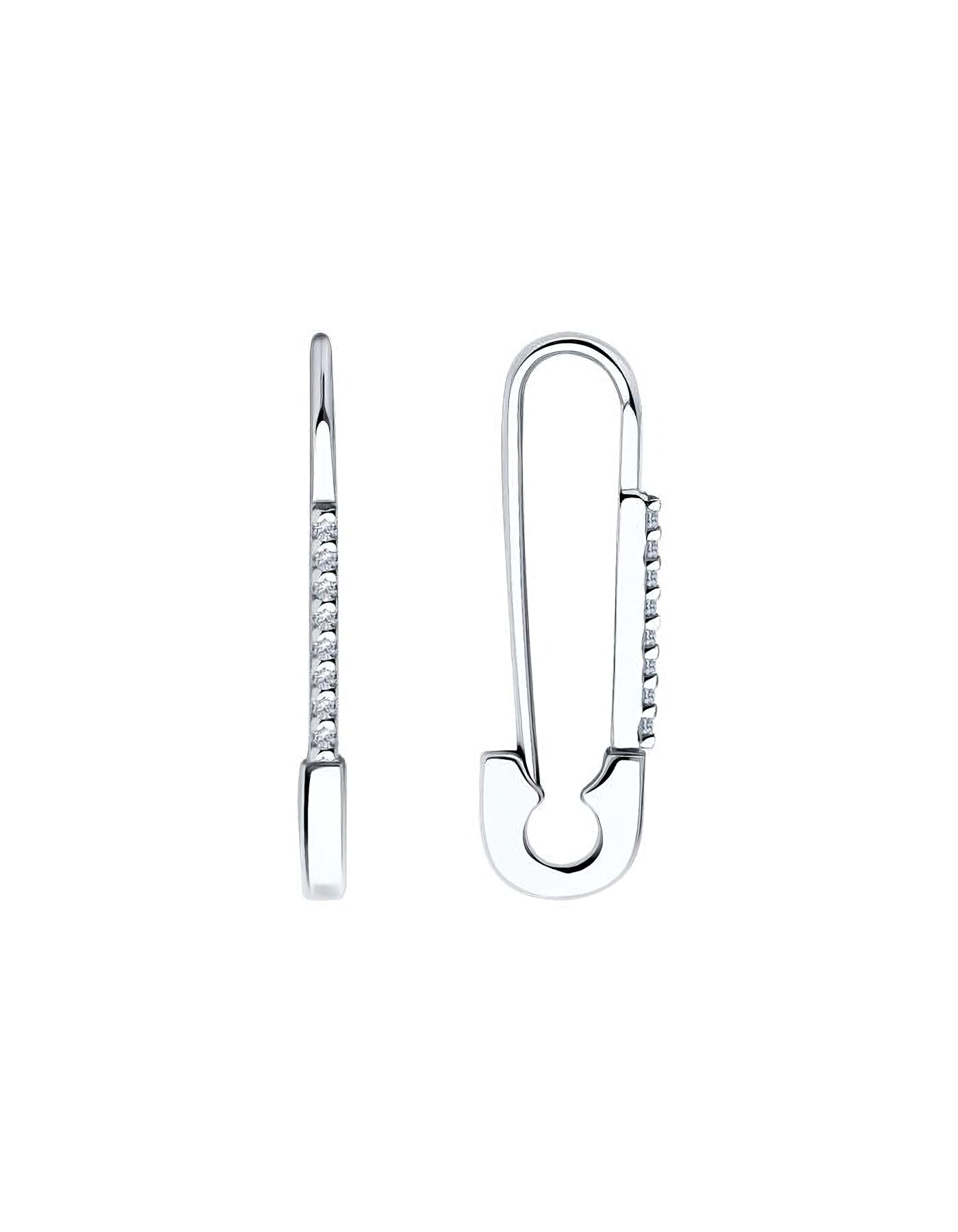 Серьги цепочки, серебро, 925 проба, родирование, фианит