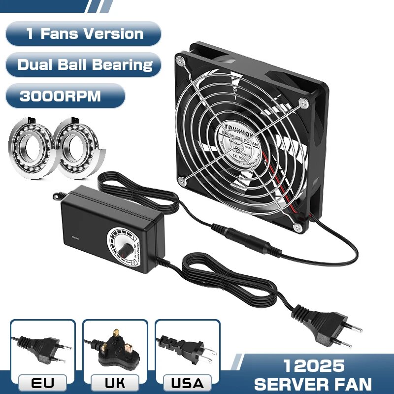Комплект вентиляторов для охлаждения сервера YOUNUON YN-Server-Cooling USA Plug, 1 Fan Dual Ball