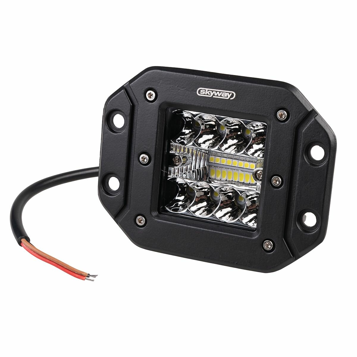 Фара светодиодная OFF ROAD 120*90*50мм прямоугольная 12V/30V 11W 6000К SKYWAY 16 диодов Ближний (S07201115)