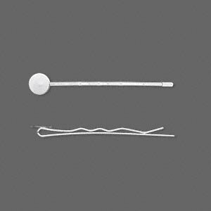 Основа для заколки-невидимки, 67мм, с платформой, базовый материал - латунь, посеребренная, 2 шт.