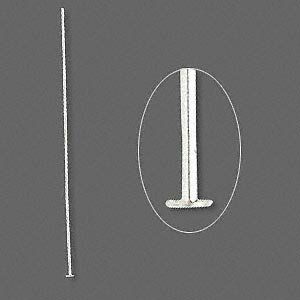 Пины со шляпкой, 64х0.723мм, базовый материал - латунь, посеребренные, 20 шт.