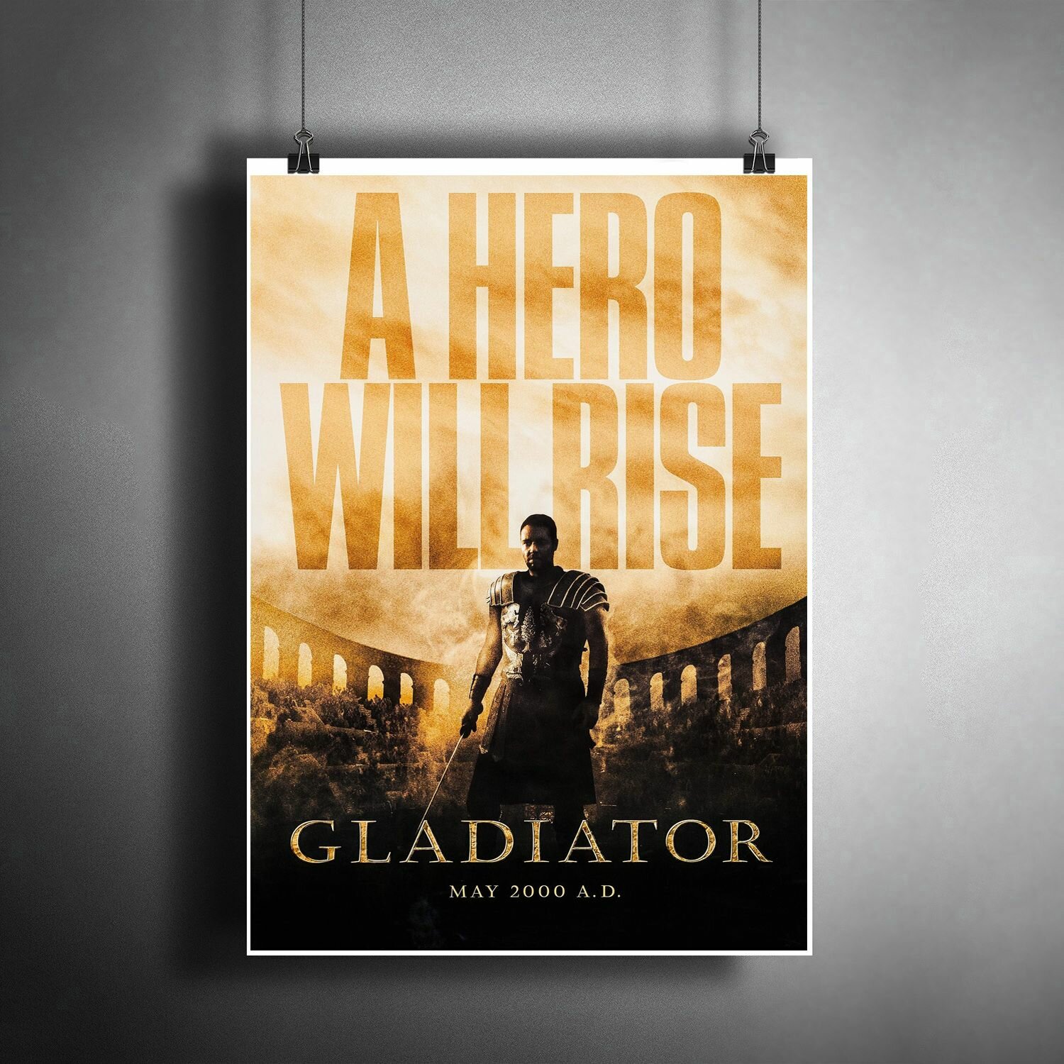 Постер плакат для интерьера "Гладиатор. Рассел Кроу"/ Декор дома, офиса, комнаты A3 (297 x 420 мм)