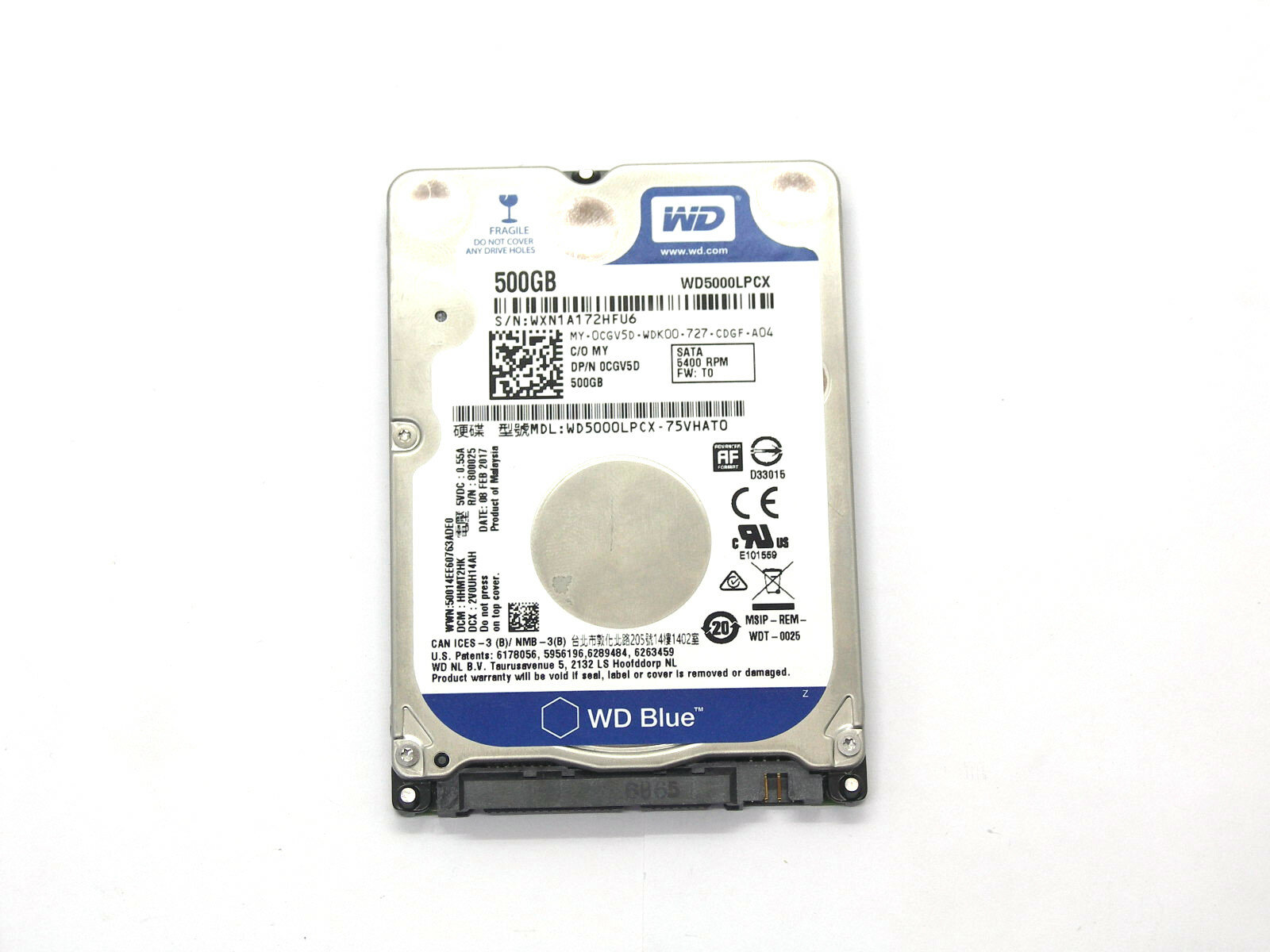 Жесткий диск 2,5" 500 GB WD WD5000LPCX SATA