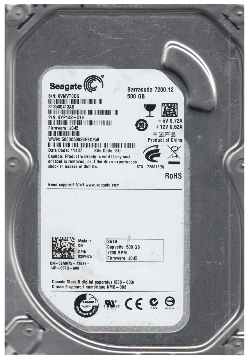 Жесткий диск Seagate ST3500413AS 500GB БУ