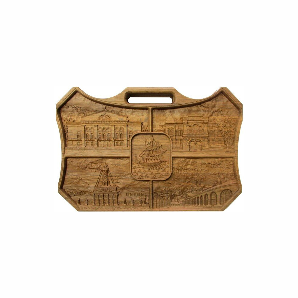 Резные дорожные нарды из массива мореного дуба Кострома 36х24 см 999-RTN-3KostromaM