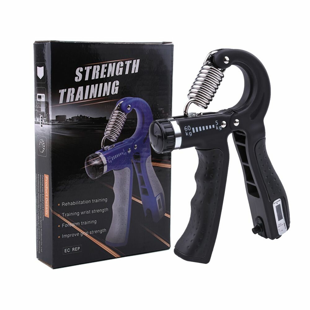 Эспандер Weekend STRNGTH TRAINING, для укрепления кистей, черный, с счетчиком