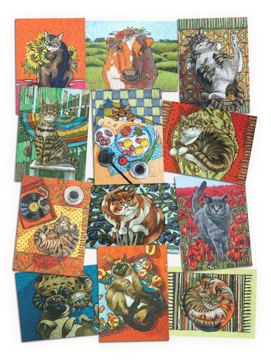 Открытки для посткроссинга 12шт Н. Леонова