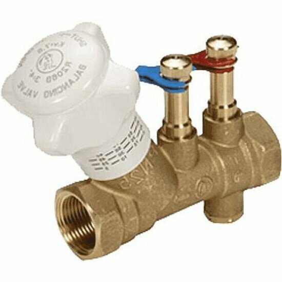 Клапан балансировочный Giacomini R206B, DN-25, 1", ВВ, PN, бар-25, T°C -110, латунь, с измерительными штуцерами, со сливом