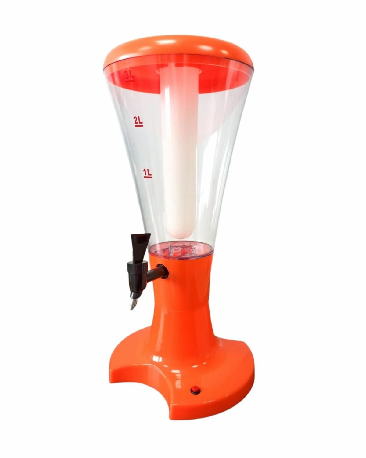 Диспенсер для напитков Пивная Башня "Светильник", с подсветкой, 3л, колба для льда, красная