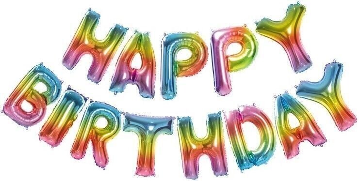 Набор шаров-букв (14'/36 см) Мини-Надпись "Happy Birthday", Радужный, Градиент, 1 шт. в упак.