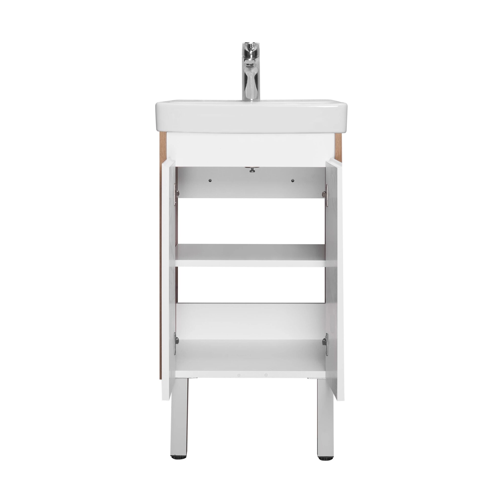 Тумба под раковину AQUATON Сканди Doors 45 белый глянец, дуб рустикальный, 1A278701SDZ90