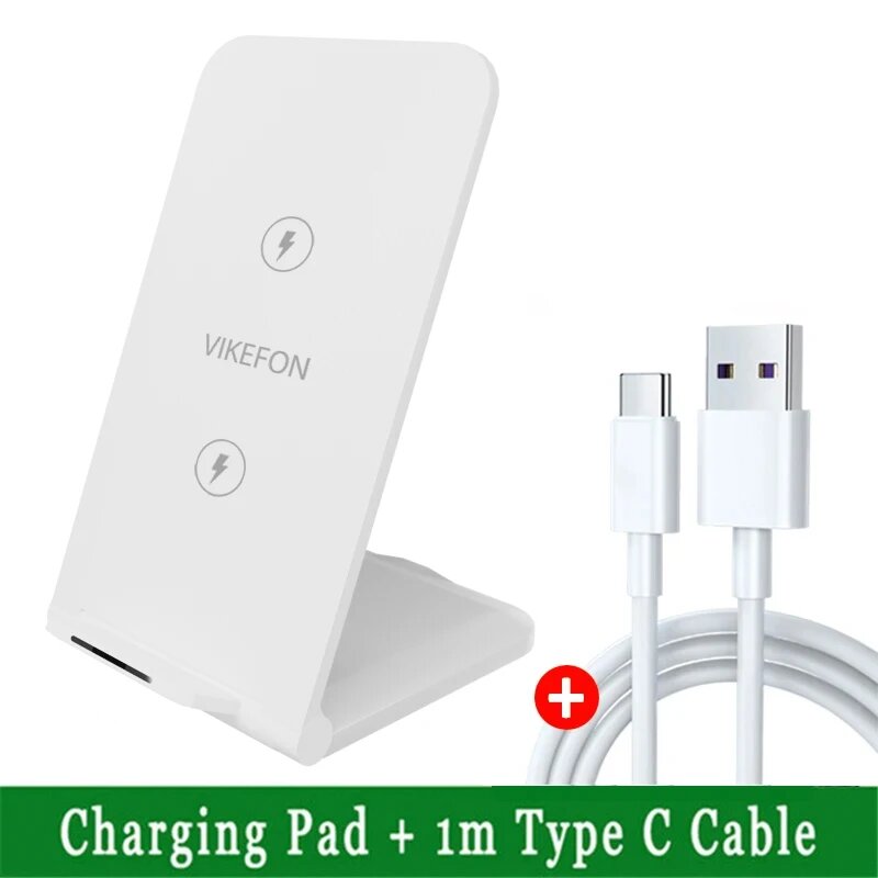 Беспроводная зарядка VIKEFON + Type-C кабель, White