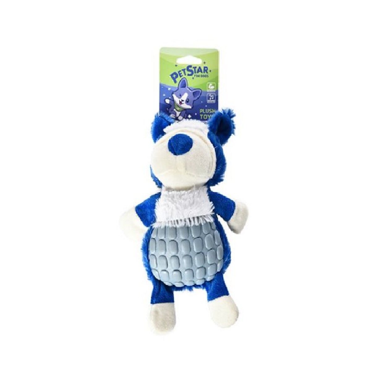 PET STAR игрушка для cобак мишка синий 22*22см, плюшевый с пищалкой, с резиновой вставкой