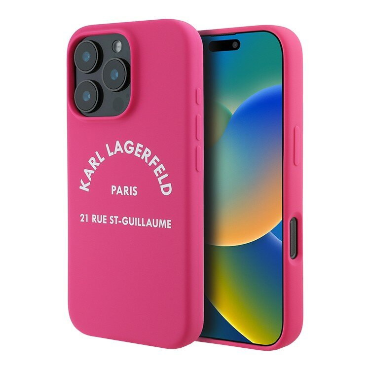 Karl Lagerfeld силиконовый чехол для iPhone 16 Pro Max, RSG logo Fuchsia