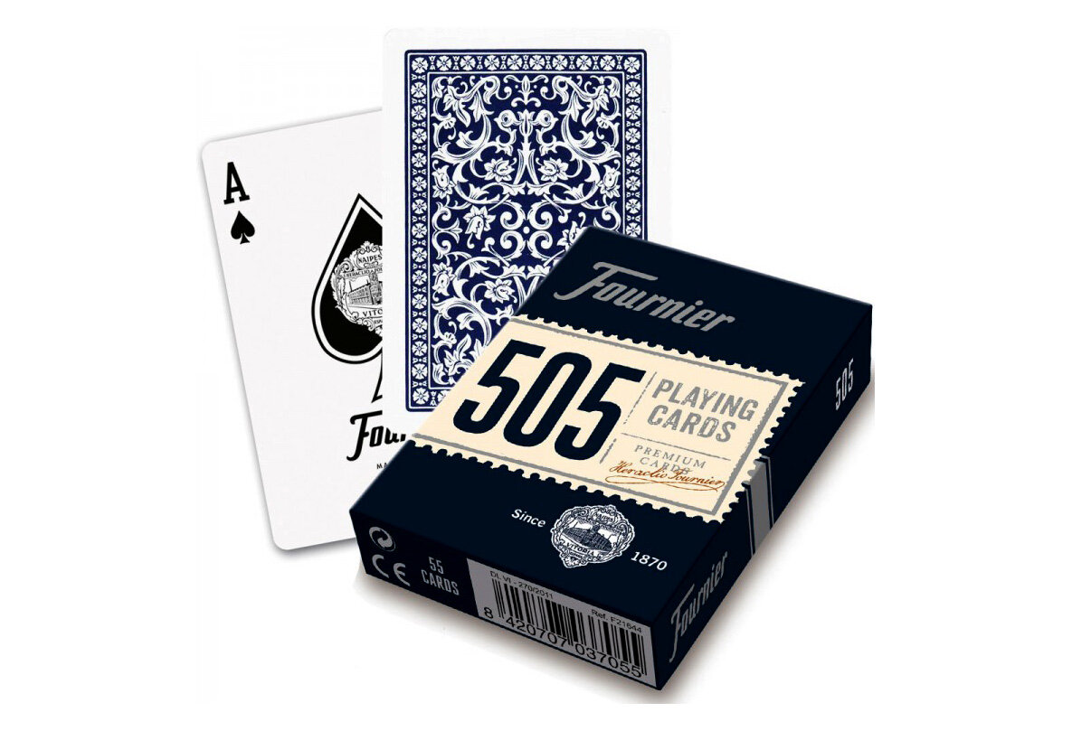 Карты для покера Fournier no. 505 Blue с пластиковым покрытием, синие, 54 штуки