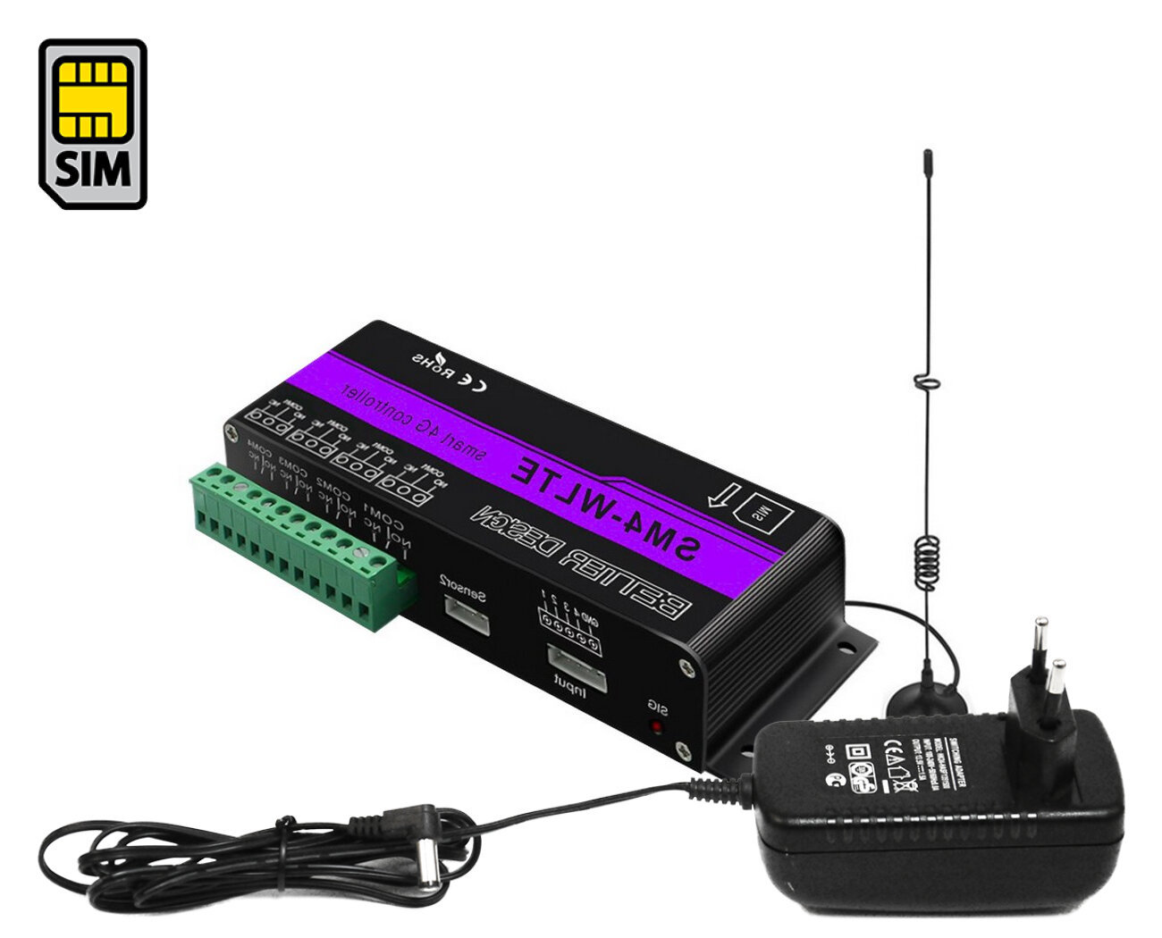 Реле дистанционного открывания/закрытия ворот через приложение Страж Мод: SM4-EU (Управлятор). 4G GSM беспроводной пульт дистанционного управления для