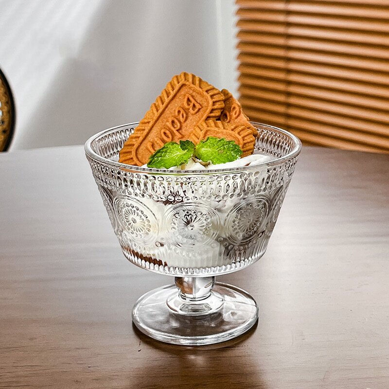 Стаканчик, для мороженого, с прозрачным дизайном, с высокими ножками