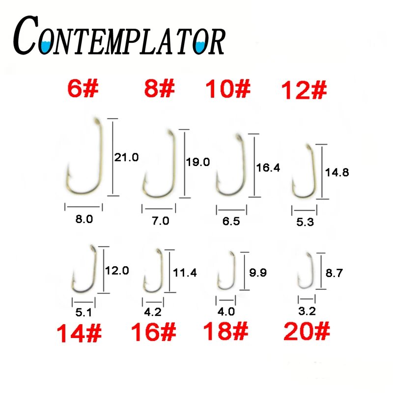 50 шт. крючки с колючками Light нимфы, крючки для завязывания мух, 6 # /8 # /10 # /12 # /14 # /16/18 # /20 # Крючок для ловли нахлыстом Sproat для сухой мушки