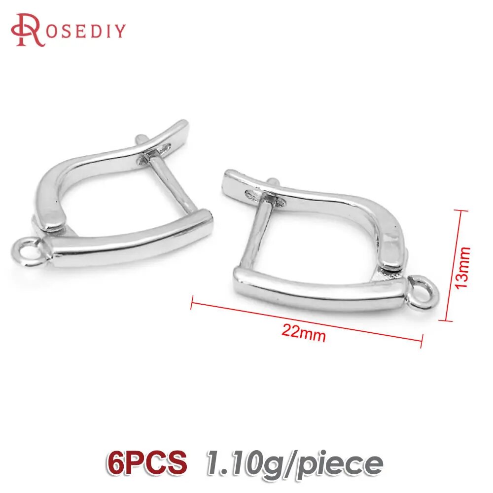 Крючки для сережек-гвоздиков Rosediy, латунь, золотого цвета, 6 шт. 44673-Platinum Color