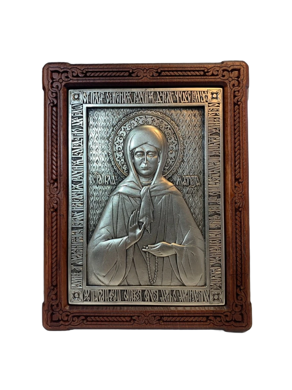 Именная икона Матрона Московская гальваника 103, размер 14х18 см