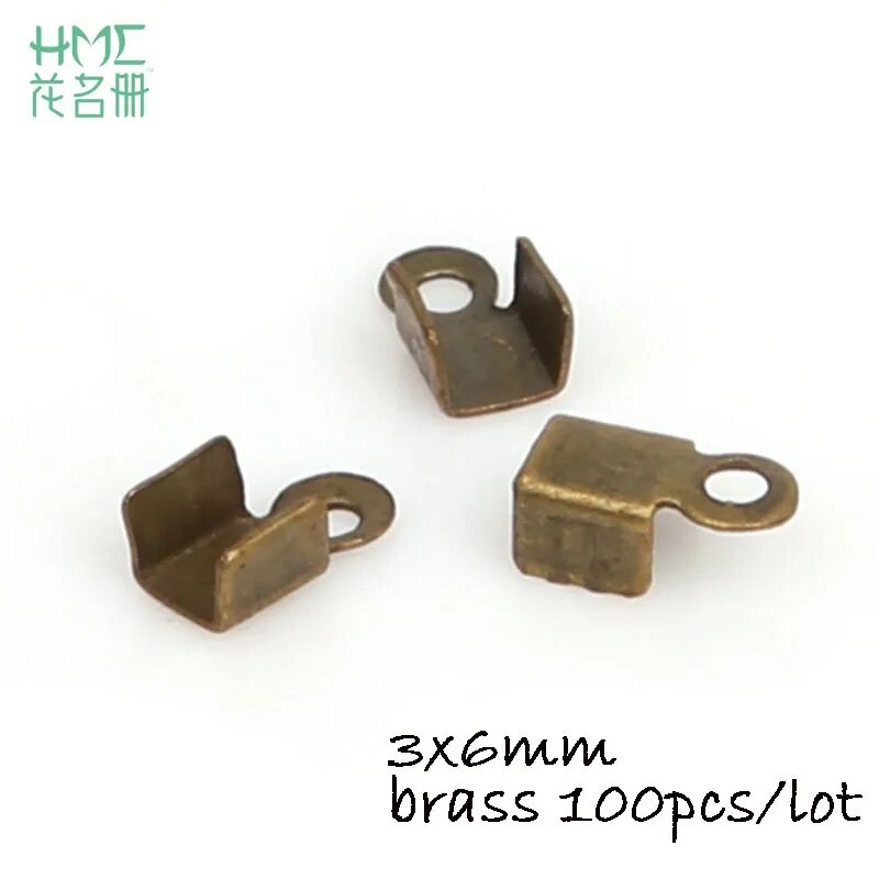 Ювелирные концевые заглушки золотые Hua Ming Ce 3x6mm brass