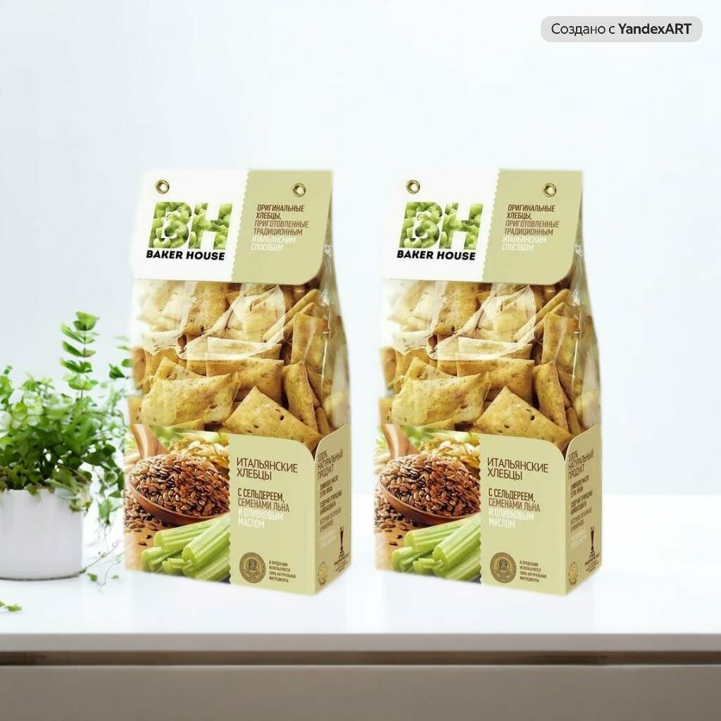 Baker House Хлебцы Итальянские с сельдереем, семенами льна 250 гр, 2 шт