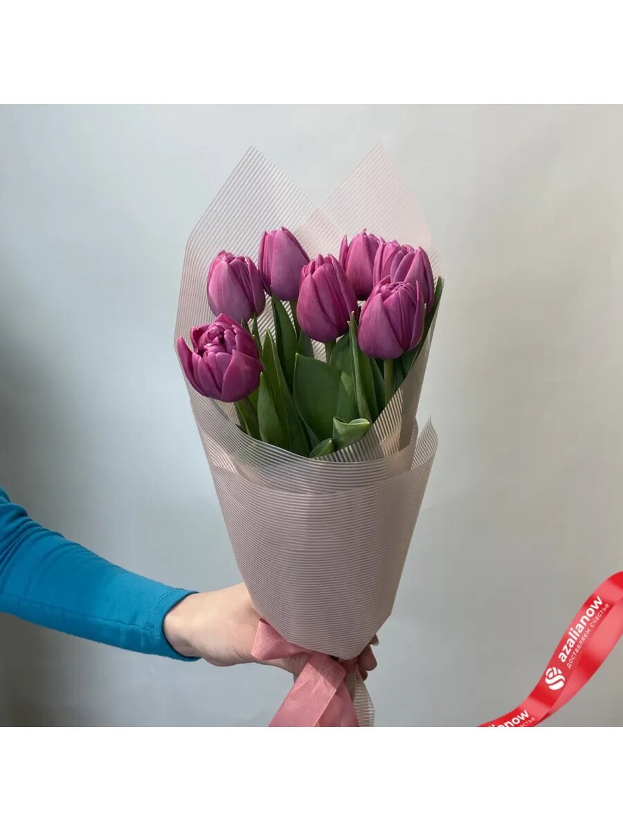 Букет из 7 сиреневых тюльпанов