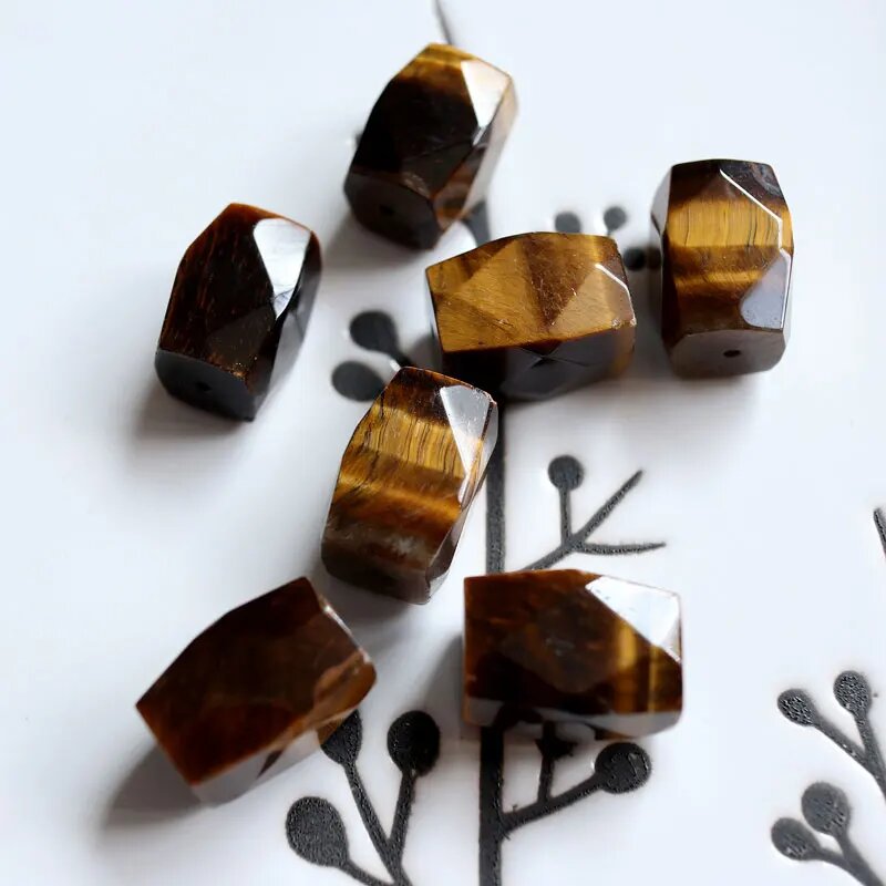 Натуральные бусины цитрин, тигровый глаз, розовый кварц, аметист Коричневый, yellow tiger 4 pcs