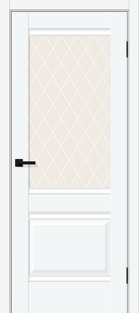 Комплект двери Прима-3 White Silk White Сrystal Браво 200*90 +коробка и наличники