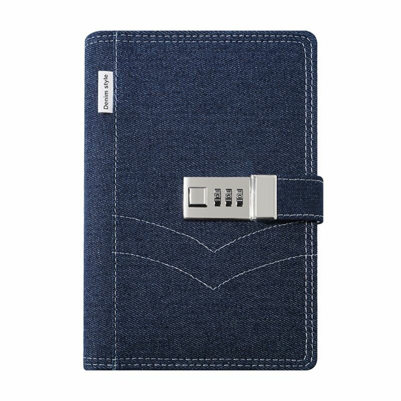 Стильный блокнот в джинсовой обложке с кодовым замком, деловой B6, 256 страниц подкладкой, бумага для подарка