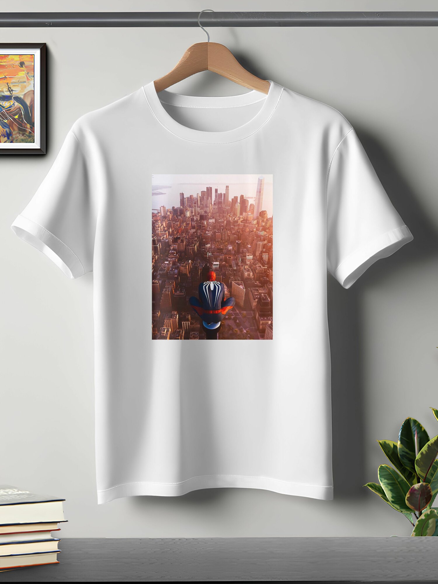 Футболка  Детская ONEQ 110 (5-6) размер с принтом Человек Паук, белая