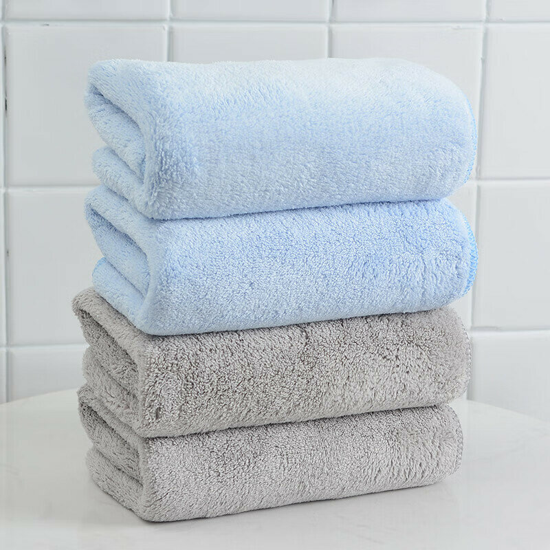 Grace Antibacterial Towels, Class A, 4-Pack, Coral Fleece Ultra-Fine Fiber, Soft, Absorbent, Comfortable Towels